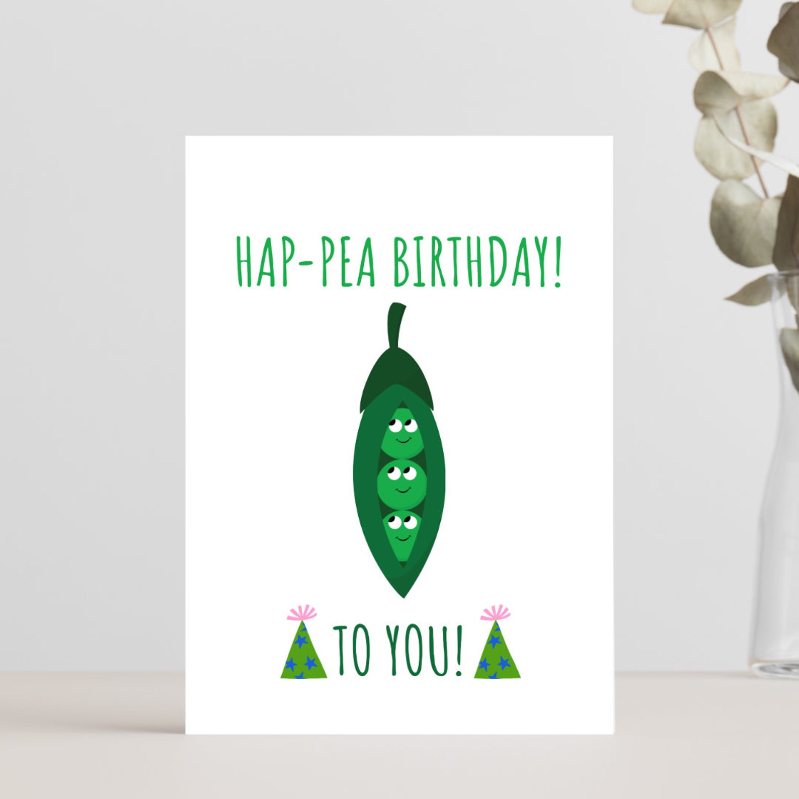 Hap-pea Birthday Card Happy Birthday Card Funny Food Card Food Birthday ...