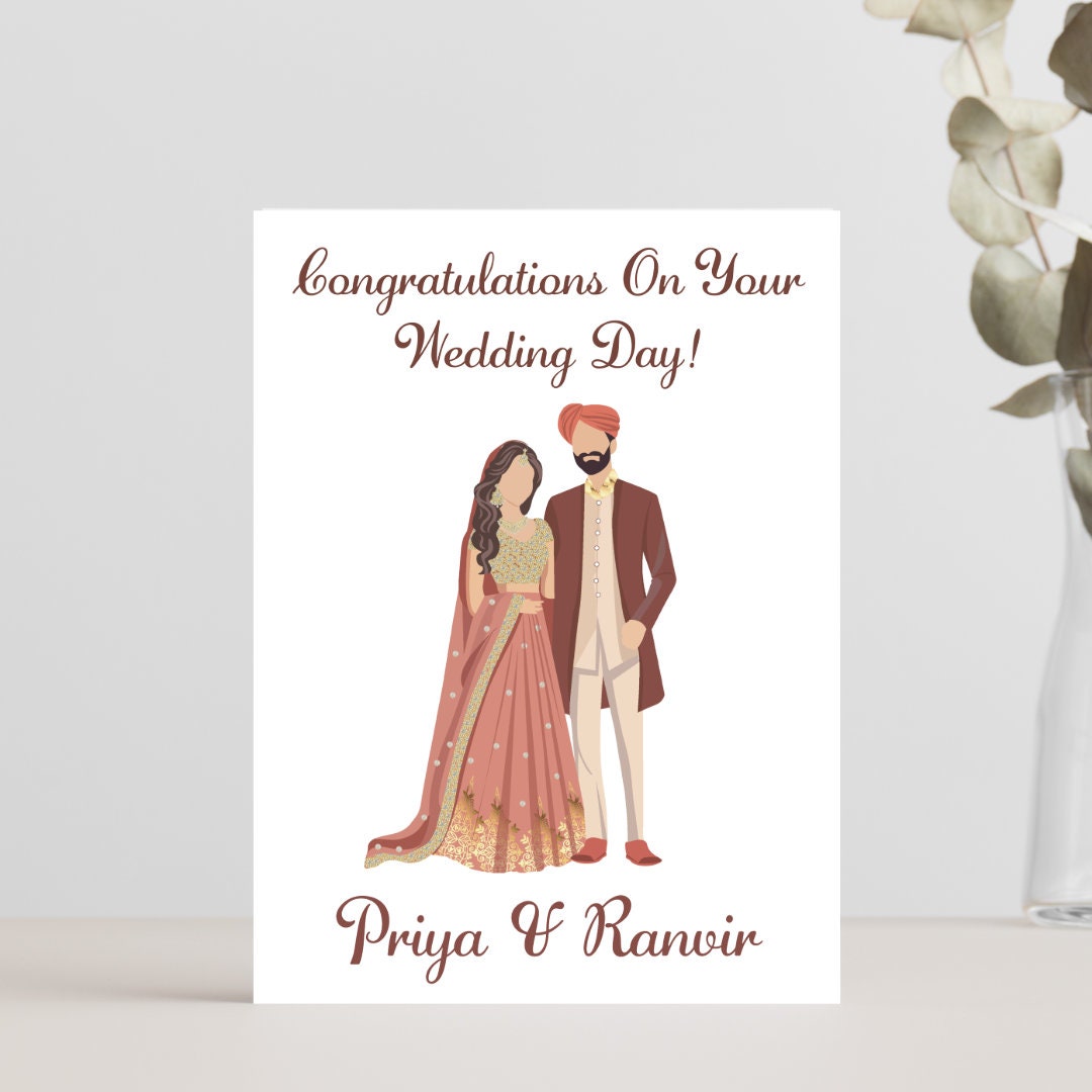 Personalised Sikh Punjabi Wedding Card Congratulations Indian Wedding ...
