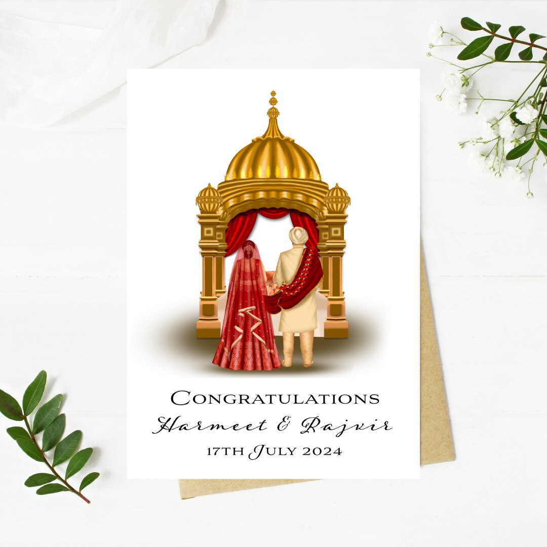 Personalised Sikh Wedding Card Congratulations Indian Wedding Card ...
