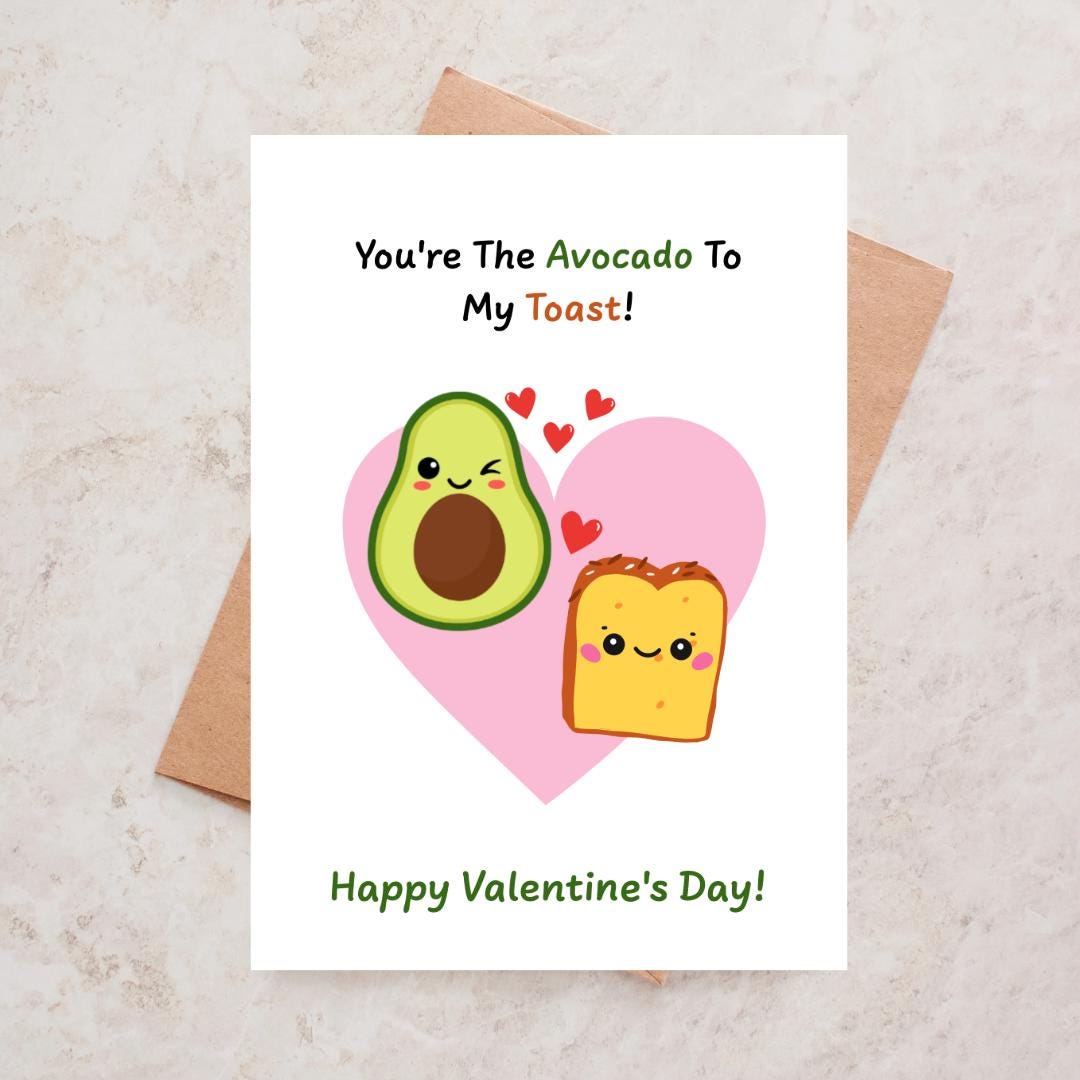 You're the Avocado to My Toast Card Avocado Valentines Card Avocado ...