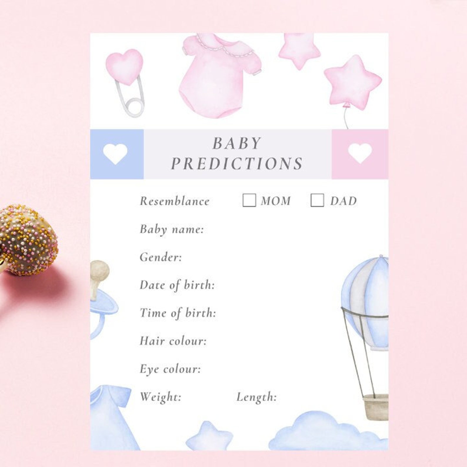 Baby Shower Predictions and Advice Cards Printable Baby Shower Games ...