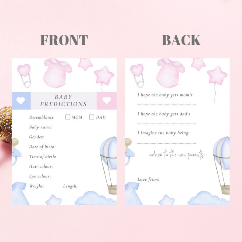 Baby Shower Predictions and Advice Cards Printable Baby Shower Games ...