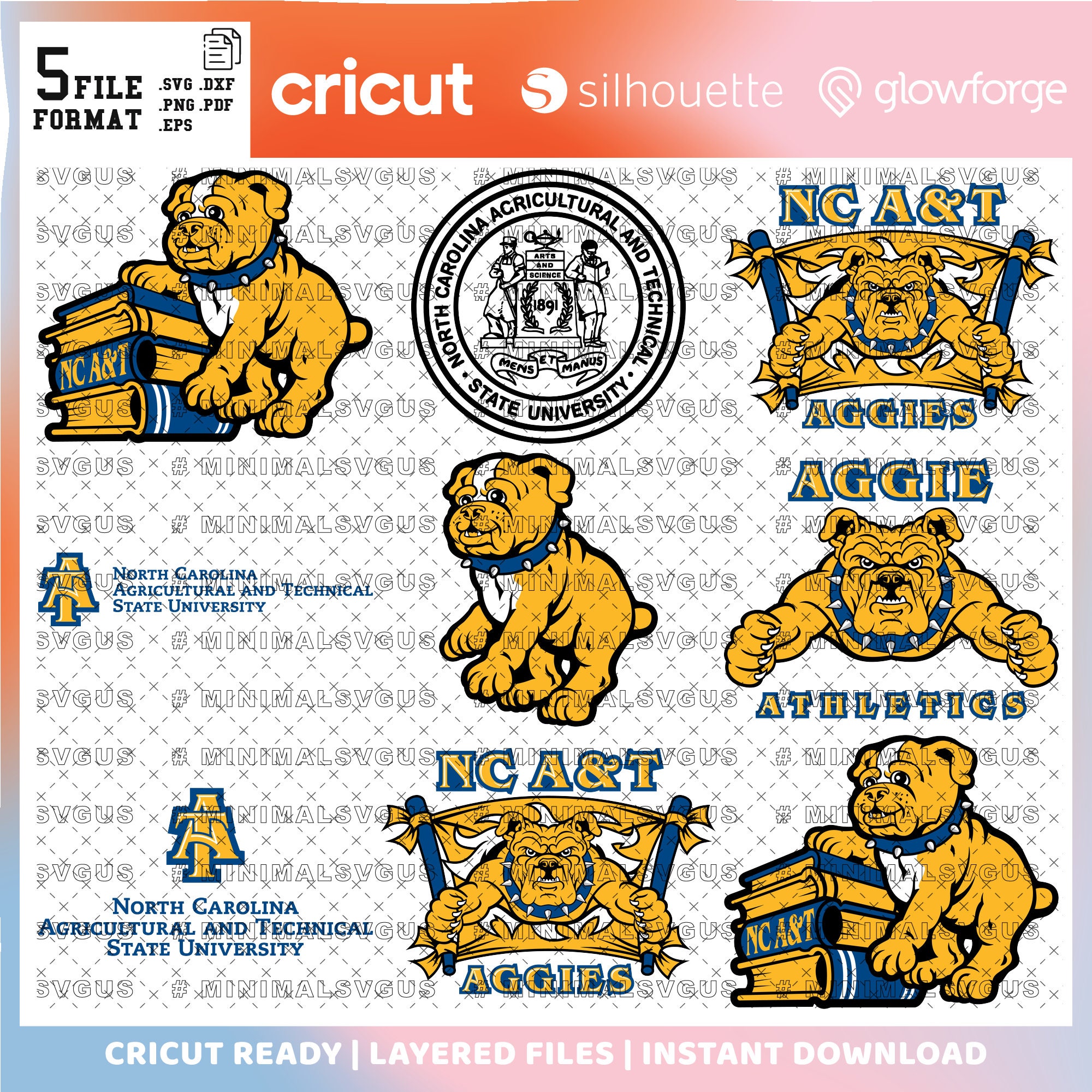 Custom Order 45 - North Carolina SVG, A&T Aggies SVG, University ...