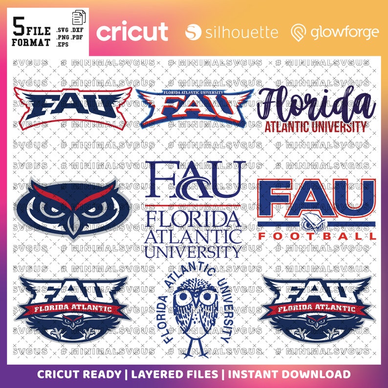 Custom Order 18 Florida Atlantic University SVG, Owls SVG, Athletics ...