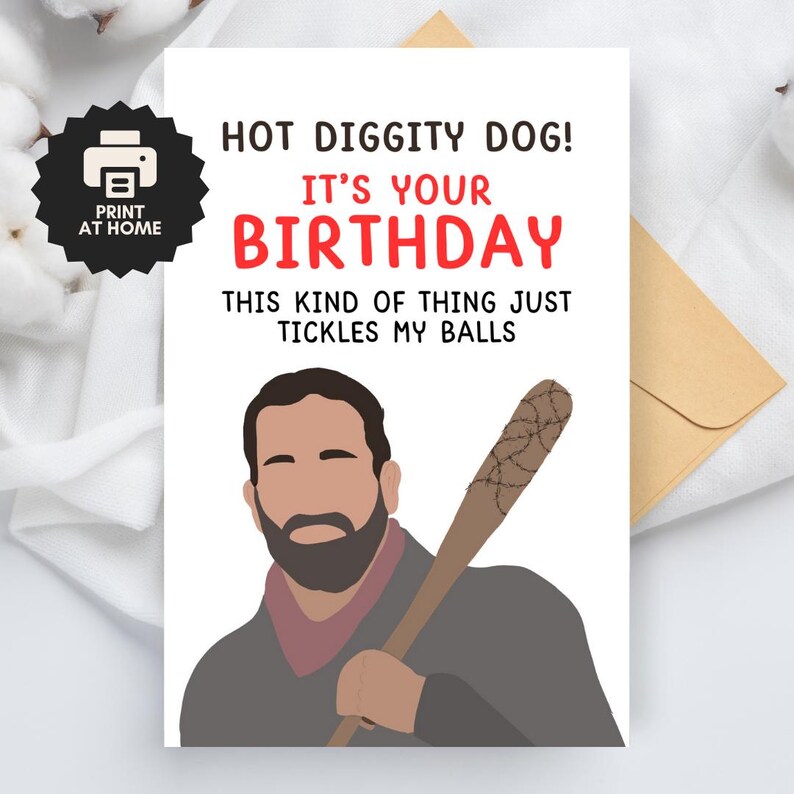 The Walking Dead Negan Birthday Card | Funny Iconic TV Quote | Thriller ...