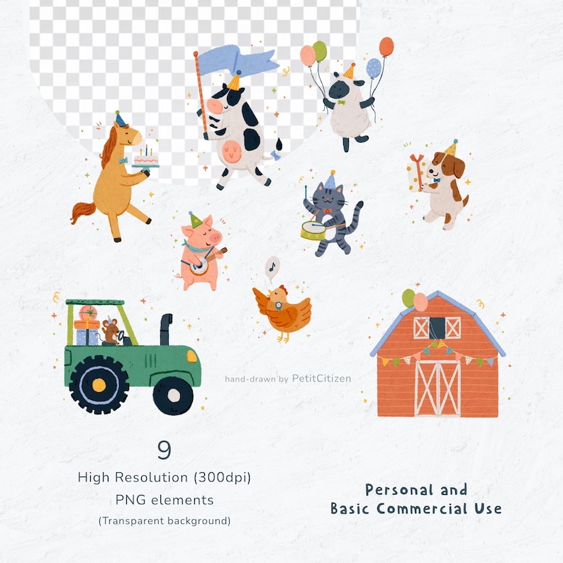 Farm Animals Birthday Clipart Animal Party Parade Clipart for ...