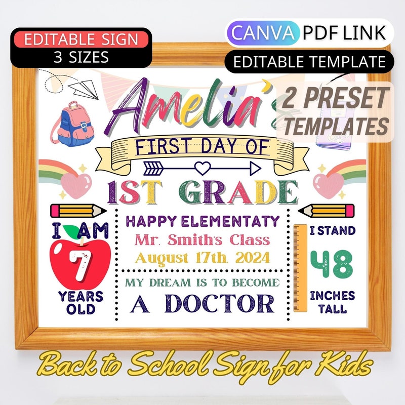 First Day of School Sign - Etsy