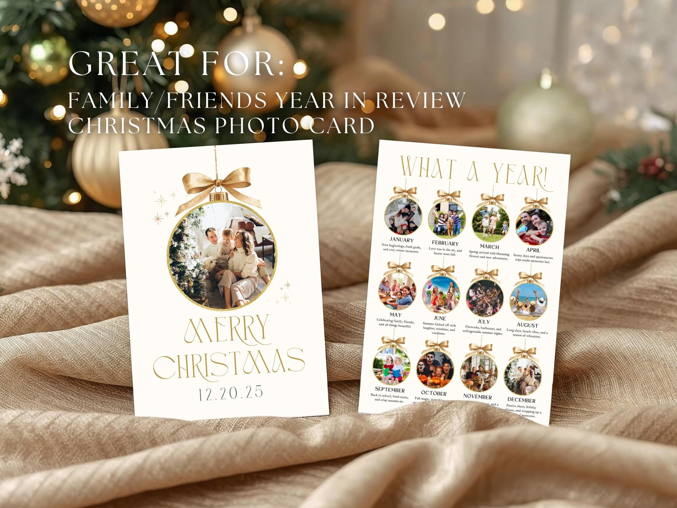 Elegant Christmas Photo Card Template: Year in Review Holiday Photo ...