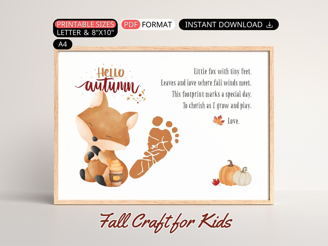 Fall Footprint Craft DIY Toddler Keepsake Fall Fox Footprint Art Infant ...