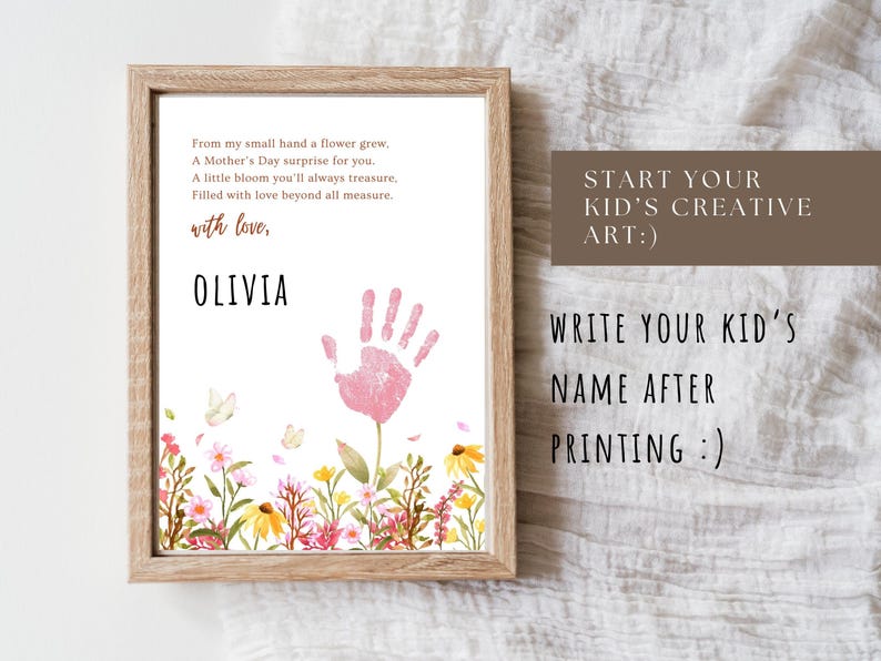 Mothers Day Handprint Flower Craft: Floral Handprint Art Poem Gift for ...