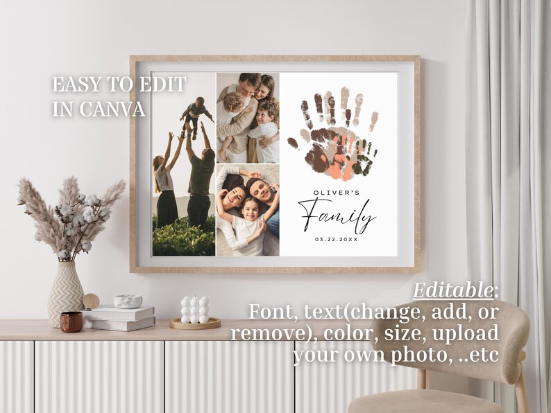 Family Photo Collage Template Canva: Family Handprint Art Craft DIY ...