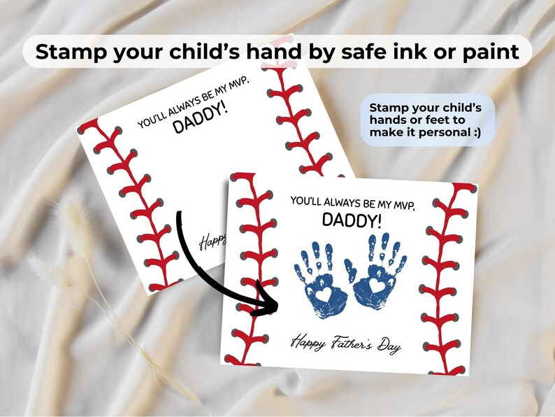 Fathers Day Handprint Craft Dad Baseball Handprint Art Printable Daddy ...
