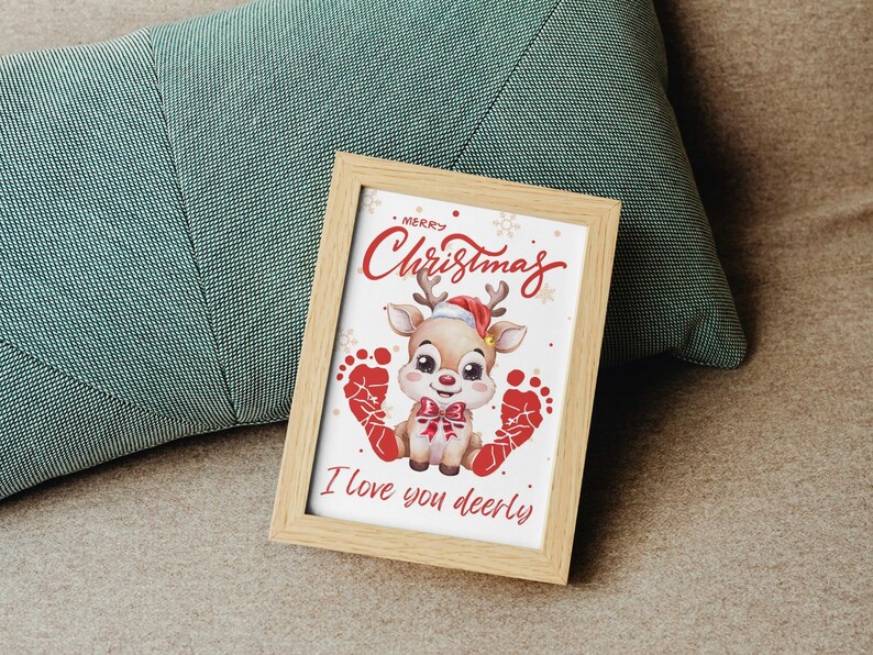 Christmas Footprint Art Kid Reindeer Footprint Craft Diys Toddler ...