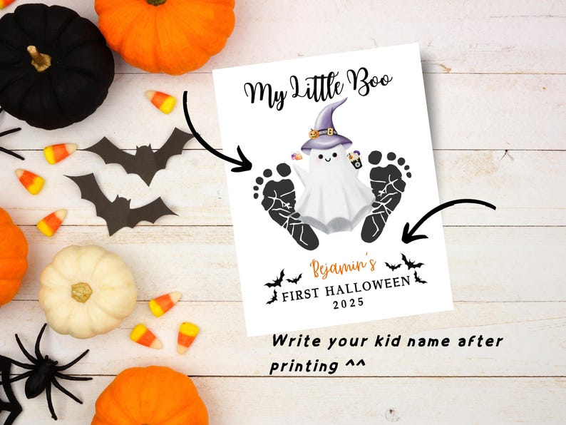 Baby First Halloween Footprint Art for Kid Fall Footprint Craft DIY ...