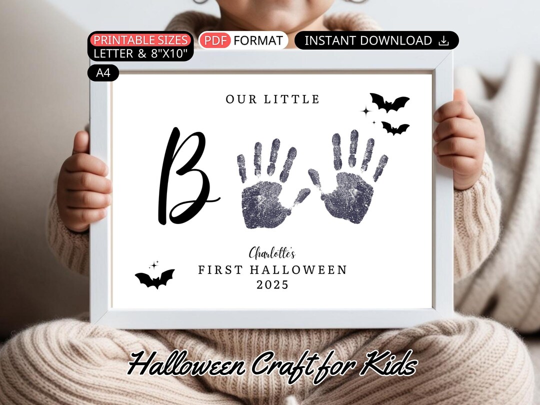 Boo Halloween Handprint Art Kid Printable Baby's First Halloween ...