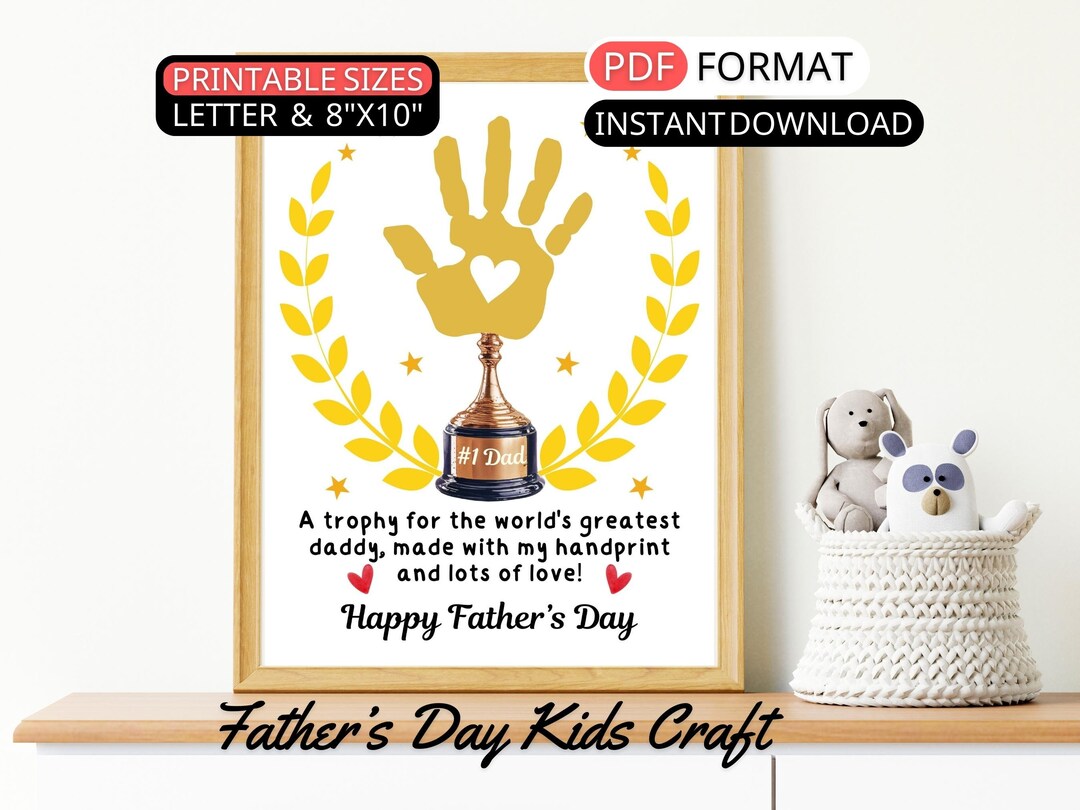 Easy Trophy Fathers Day Handprint Craft Preschool Activity Printable ...