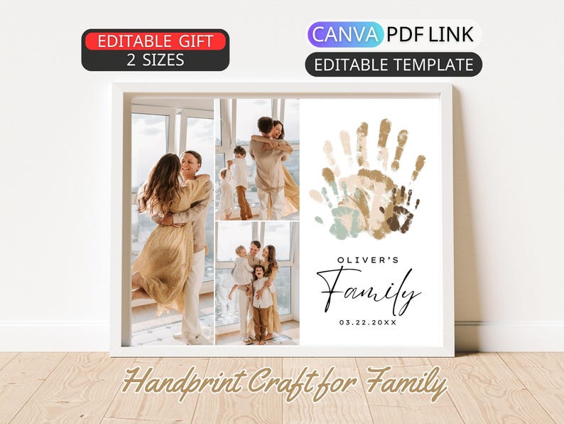 Family Photo Collage Template Canva Family Handprint Art Craft DIY ...