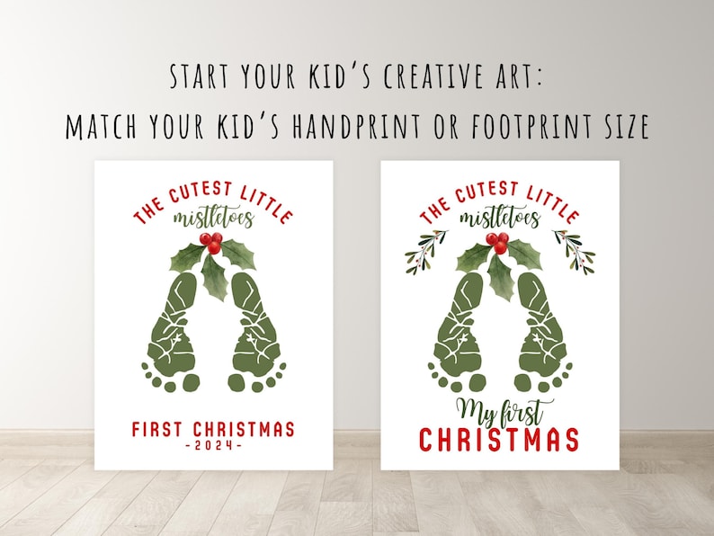 Christmas Footprint Art Kid Mistletoes Footprint Craft DIY Toddler ...