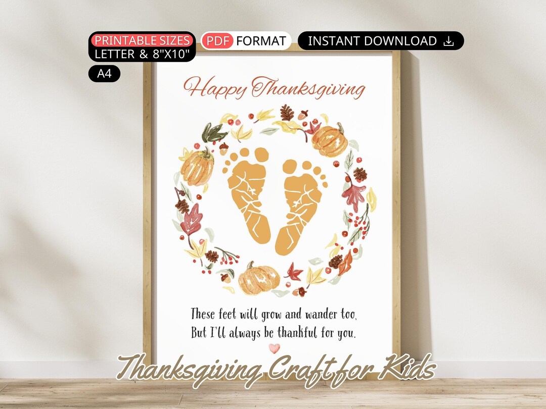 Baby's First Thanksgiving Footprint Art Kid: Thanksgiving Footprint ...