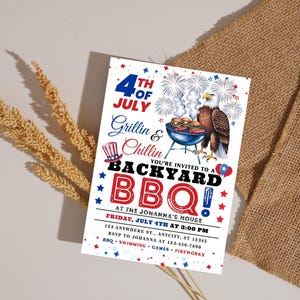 4th of July BBQ Party Invitation Template Canva Editable Fourth of July ...