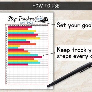 Step Tracker Monthly Fitness Goal Tracker: Printable Health Journal ...
