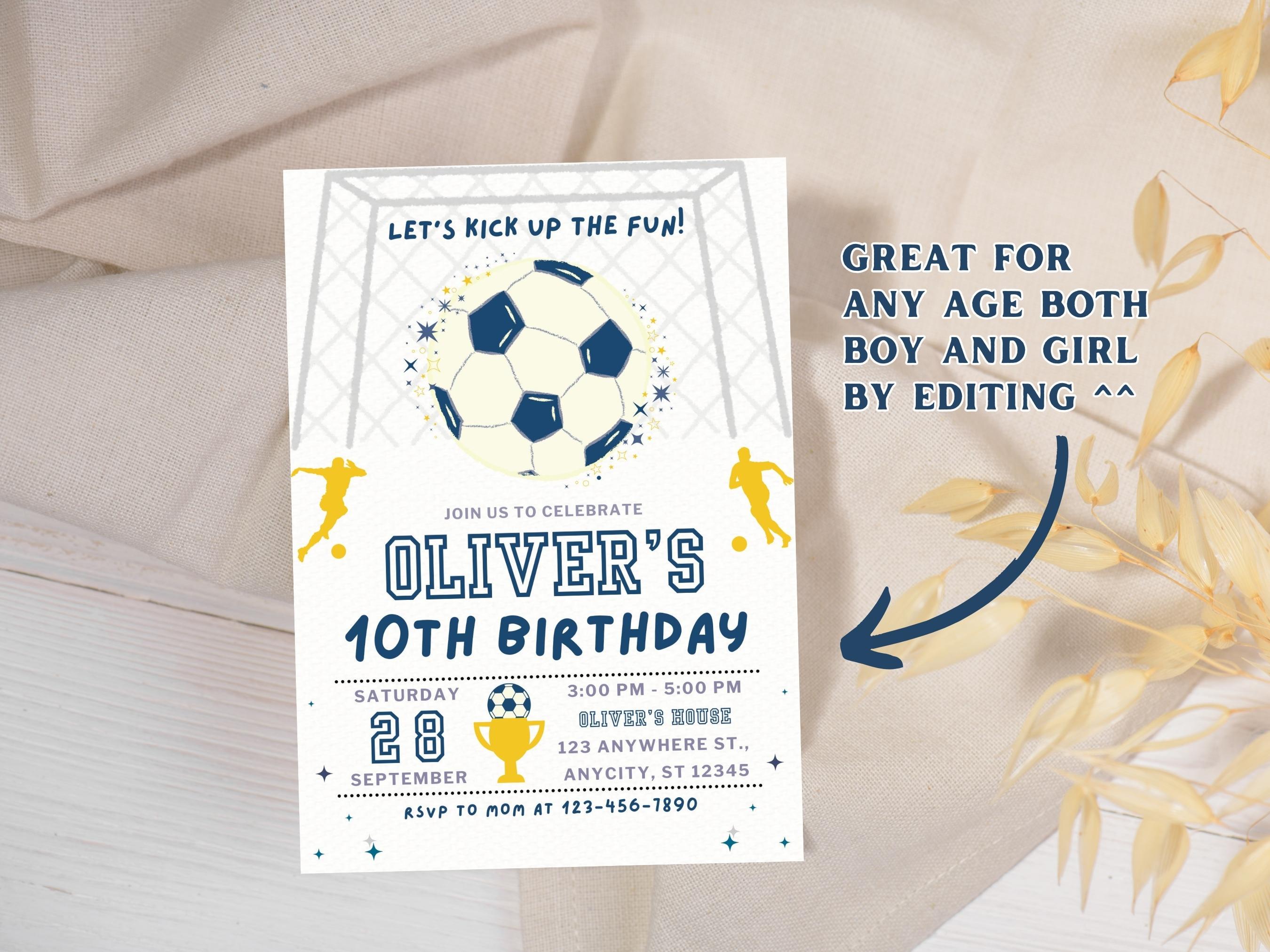 Soccer Birthday Party Invitation Template Editable Soccer Birthday ...