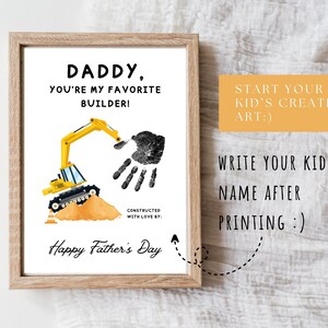 Fathers Day Handprint Craft Dad Construction Digger DIY Toddler ...