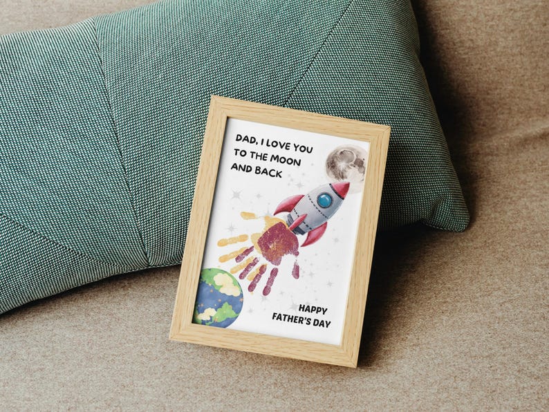 Fathers Day Handprint Craft DIY Toddler Keepsake: Rocket Handprint Art ...