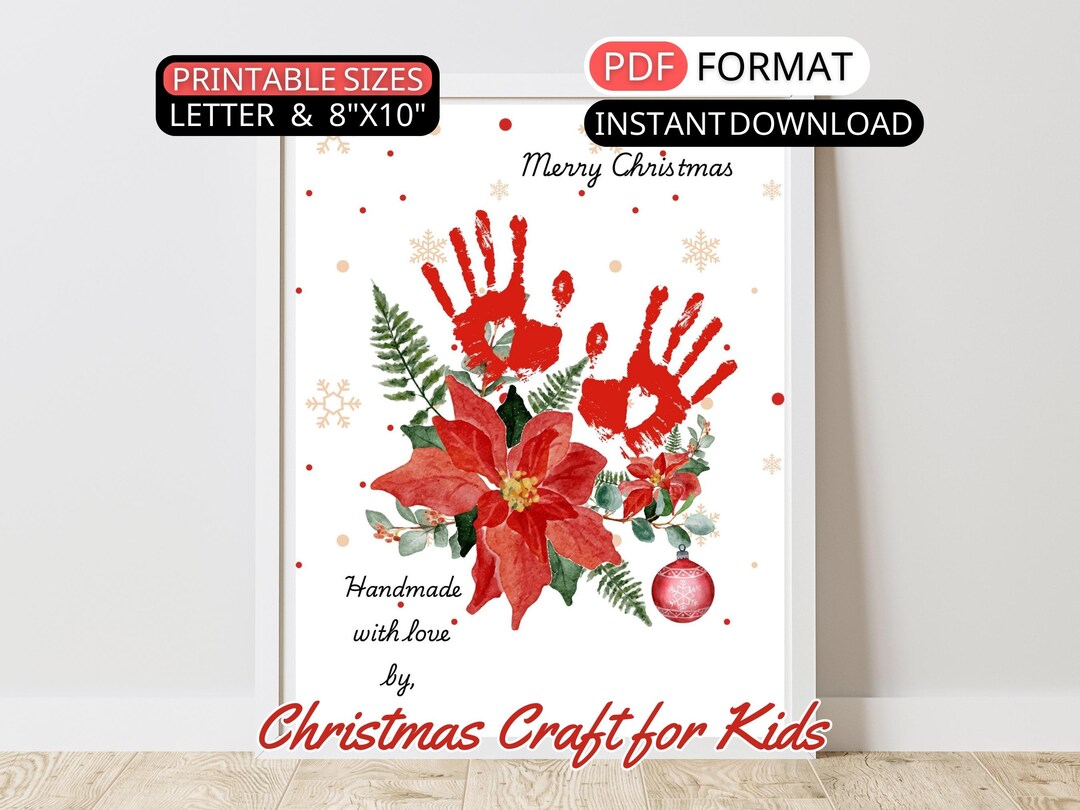 Floral Christmas Handprint Craft DIY Baby Keepsakes Xmas Handprint Art ...