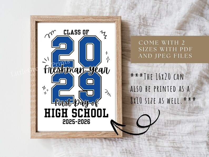 First Day of High School Sign Class of 2029 Freshman Year Sign ...