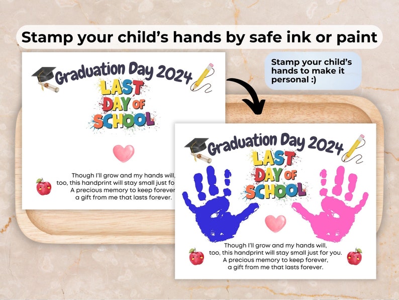 Last Day of Preschool Graduation Handprint Art Kids Diys Craft Activity ...