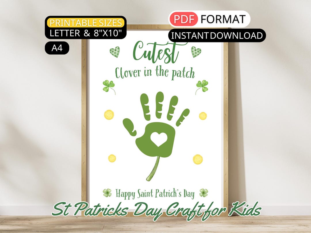 St Patricks Day Handprint Art Kid Clover Handprint Craft DIY Toddler ...
