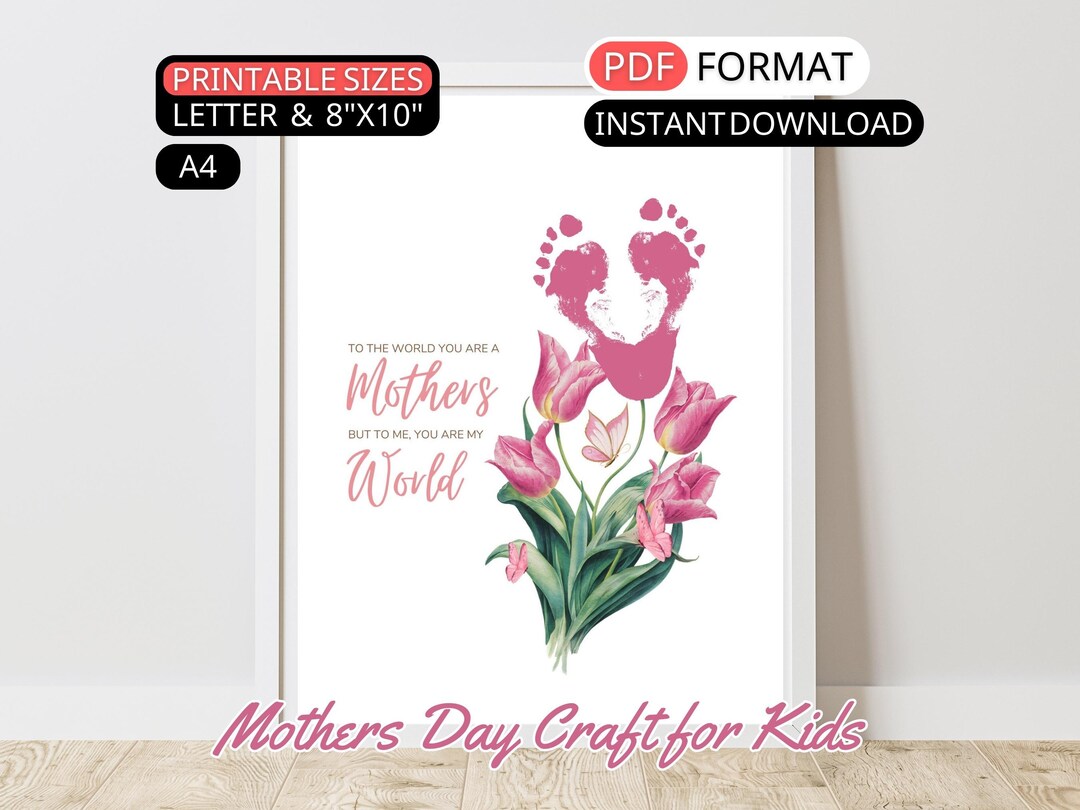 Mothers Day Flower Footprint Craft Baby Keepsakes Gift Printable ...