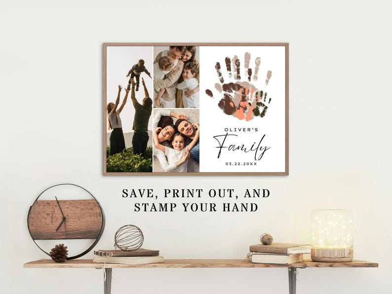 Family Photo Collage Template Canva: Family Handprint Art Craft DIY ...