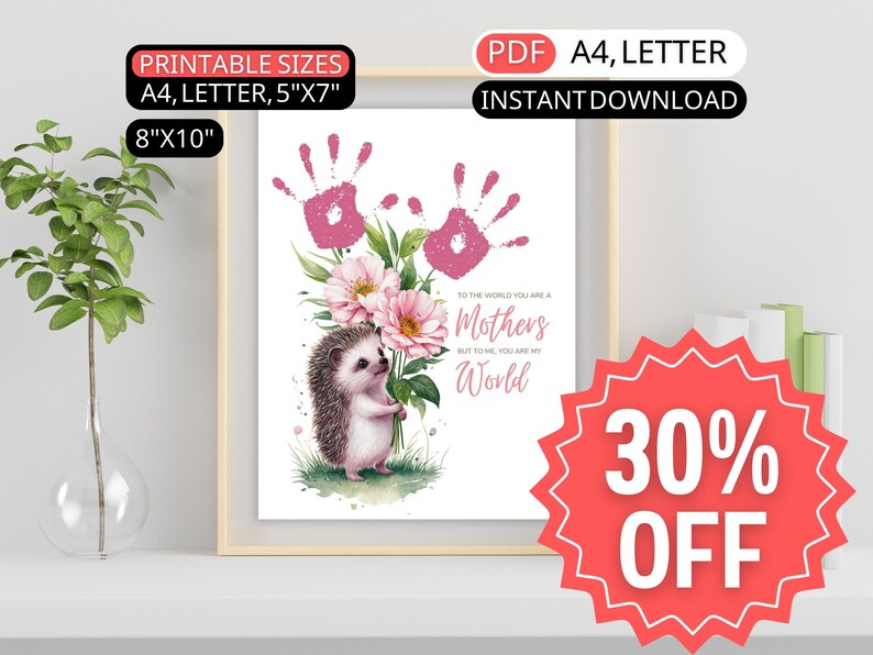 Flower Handprint Craft Art for Mom From Baby Son Daughter Gift Mothers ...