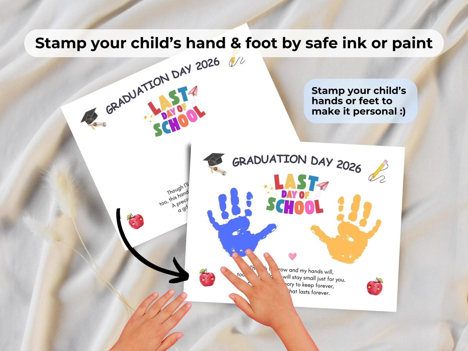 Last Day of School Handprint Craft: Graduation Handprint Art Poem Kid ...
