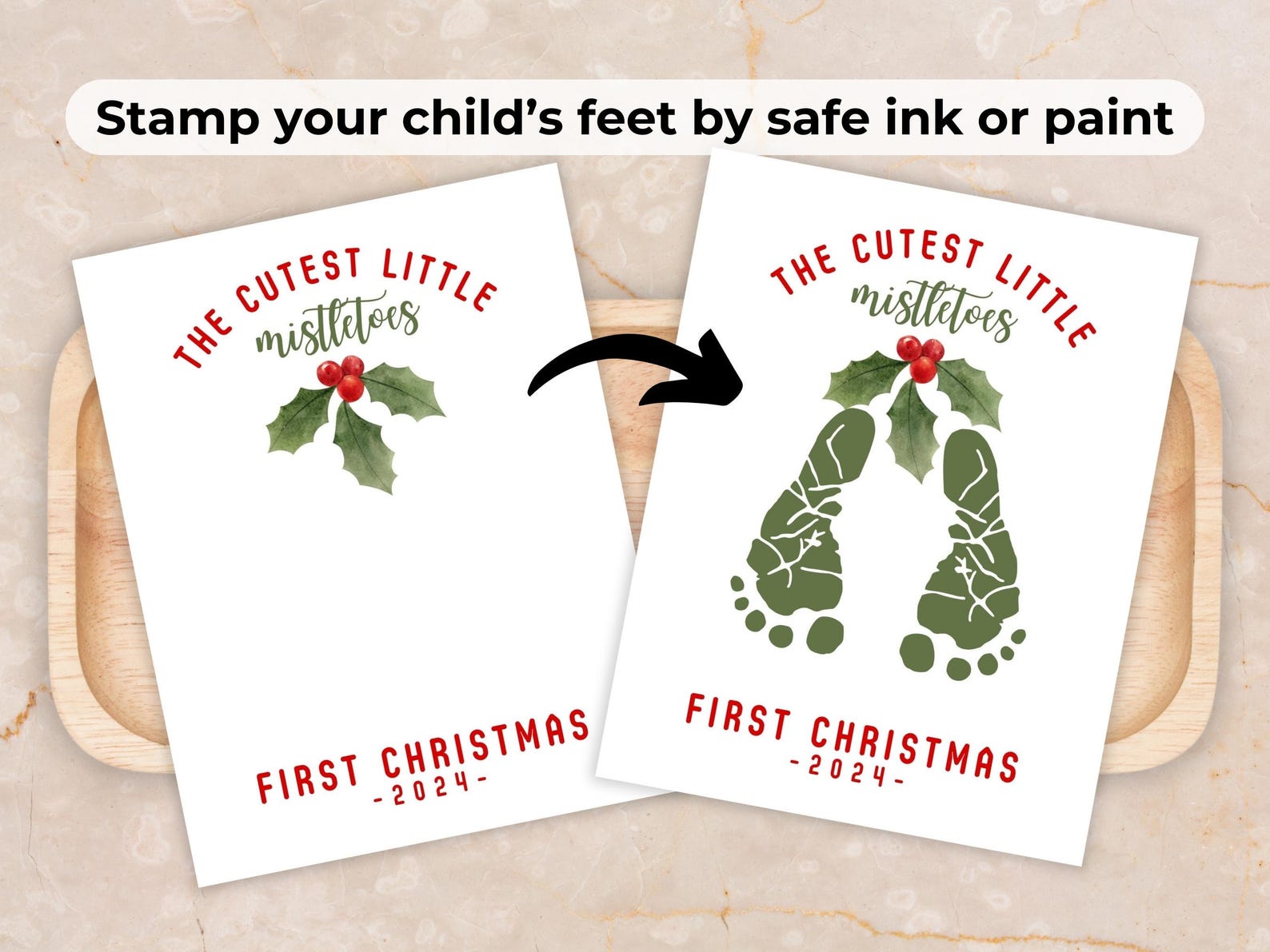 Christmas Footprint Art Kid Mistletoes Footprint Craft DIY Toddler ...