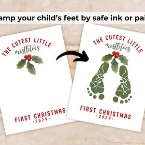 Christmas Footprint Art Kid Mistletoes Footprint Craft DIY Toddler ...