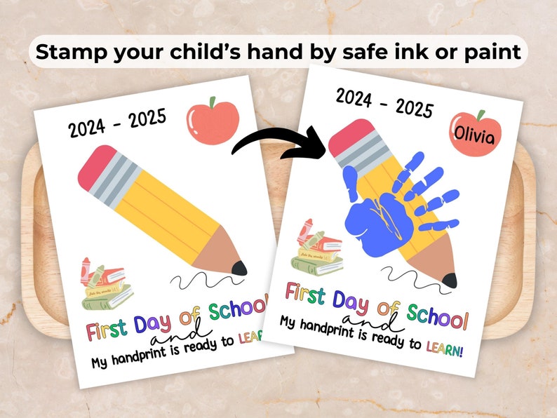 First Day of School Handprint Craft Kid Back to School Craft Preschool ...