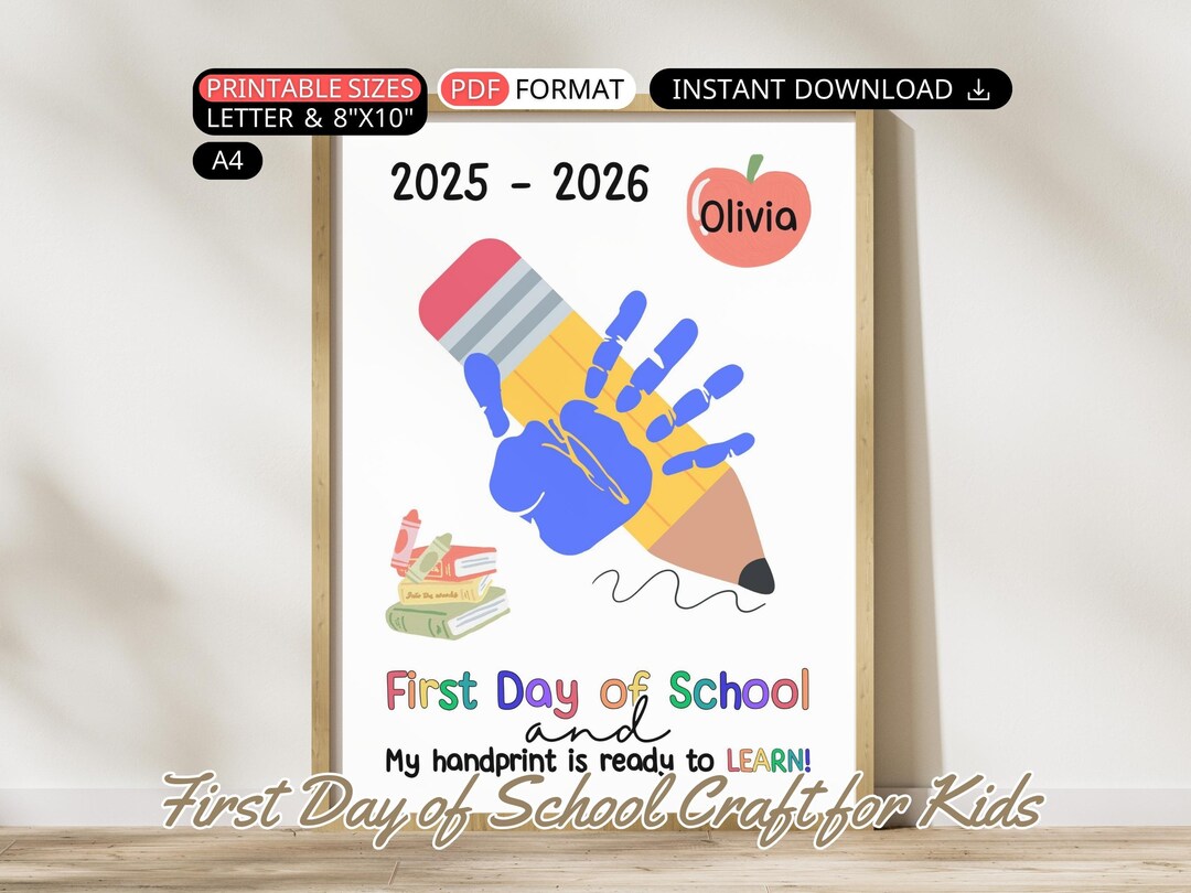 First Day of School Handprint Craft Printable Back to School Handprint ...