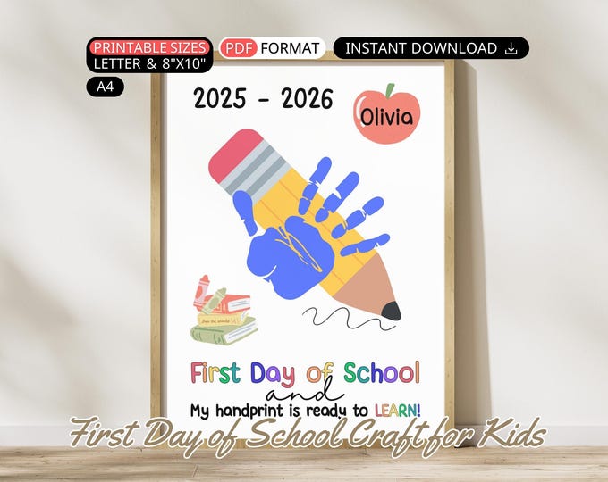 First Day of Preschool Handprint Craft| First Day of School Printable ...