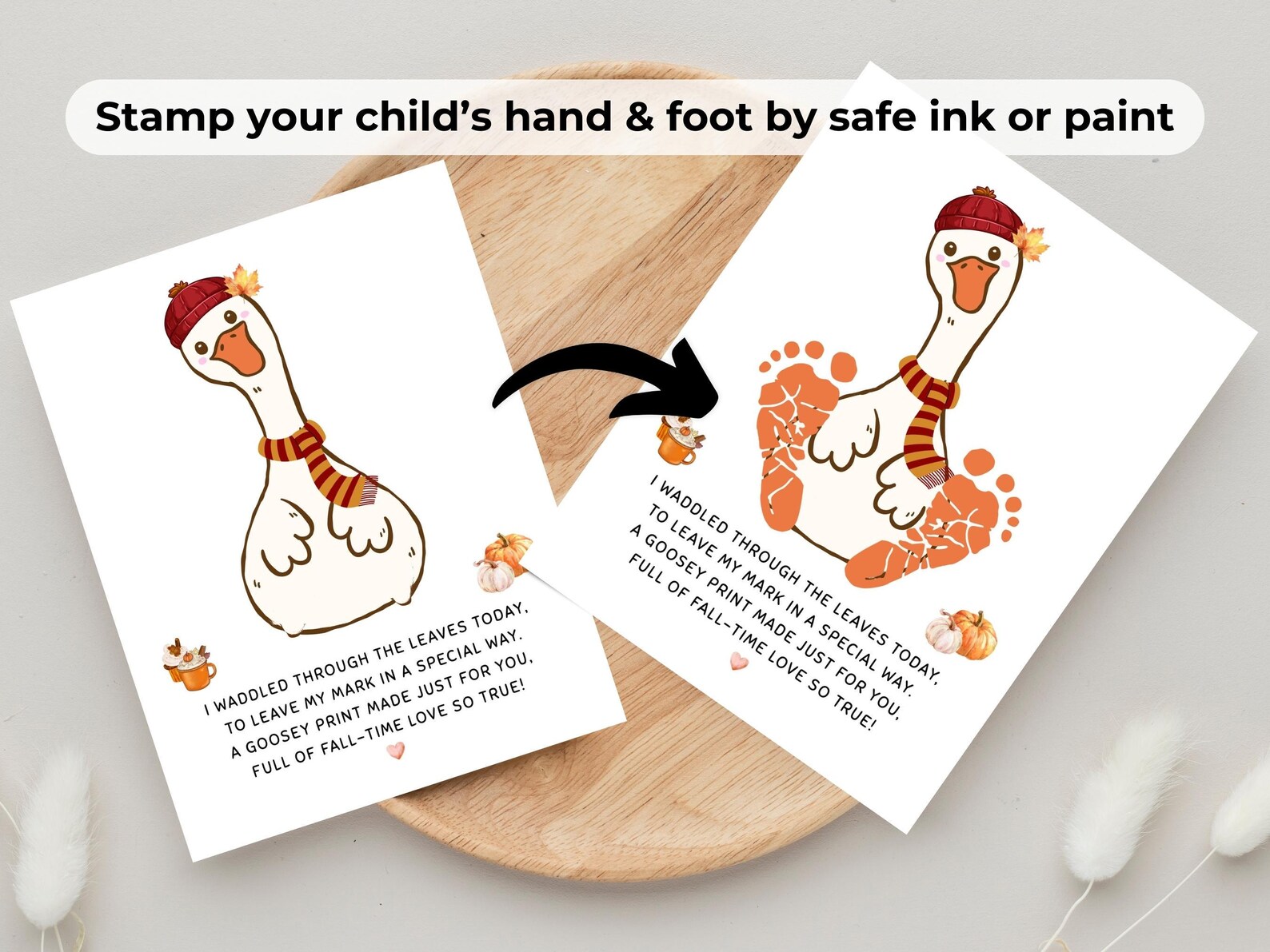 Fall Footprint Art for Infant Printable Goose Footprint Art DIY Baby ...