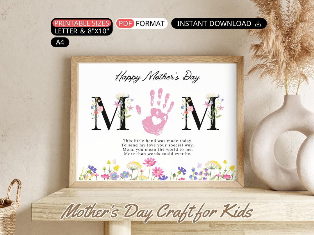 Mothers Day Handprint Art Poem: Floral Mom Handprint Craft for Mother's ...