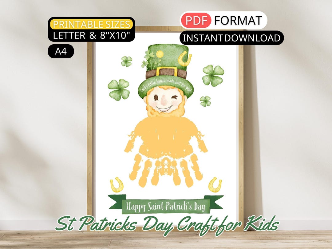 St Patricks Day Handprint Craft DIY Toddler Keepsake Leprechaun ...