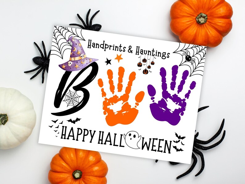 Halloween Handprint Art Kid Fall Handprint Craft Diys Kid Keepsakes ...