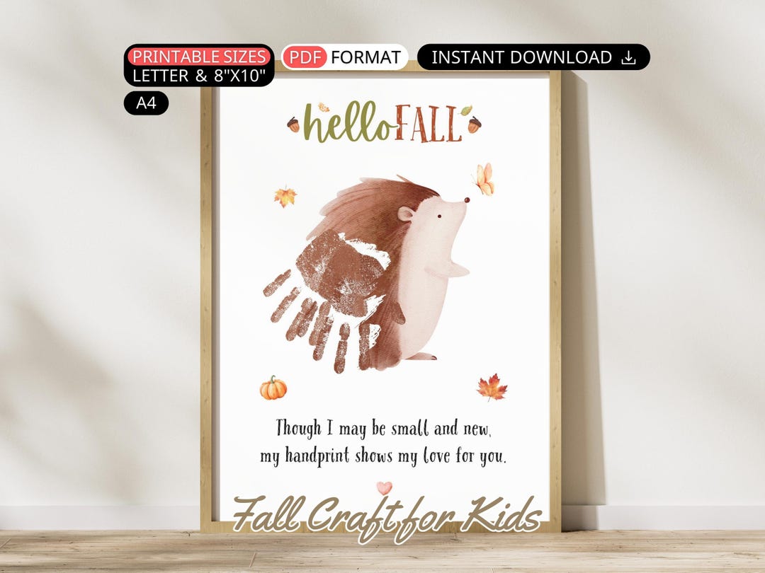Fall Hedgehog Handprint Art Poem for Kid Printable Fall Handprint Craft ...
