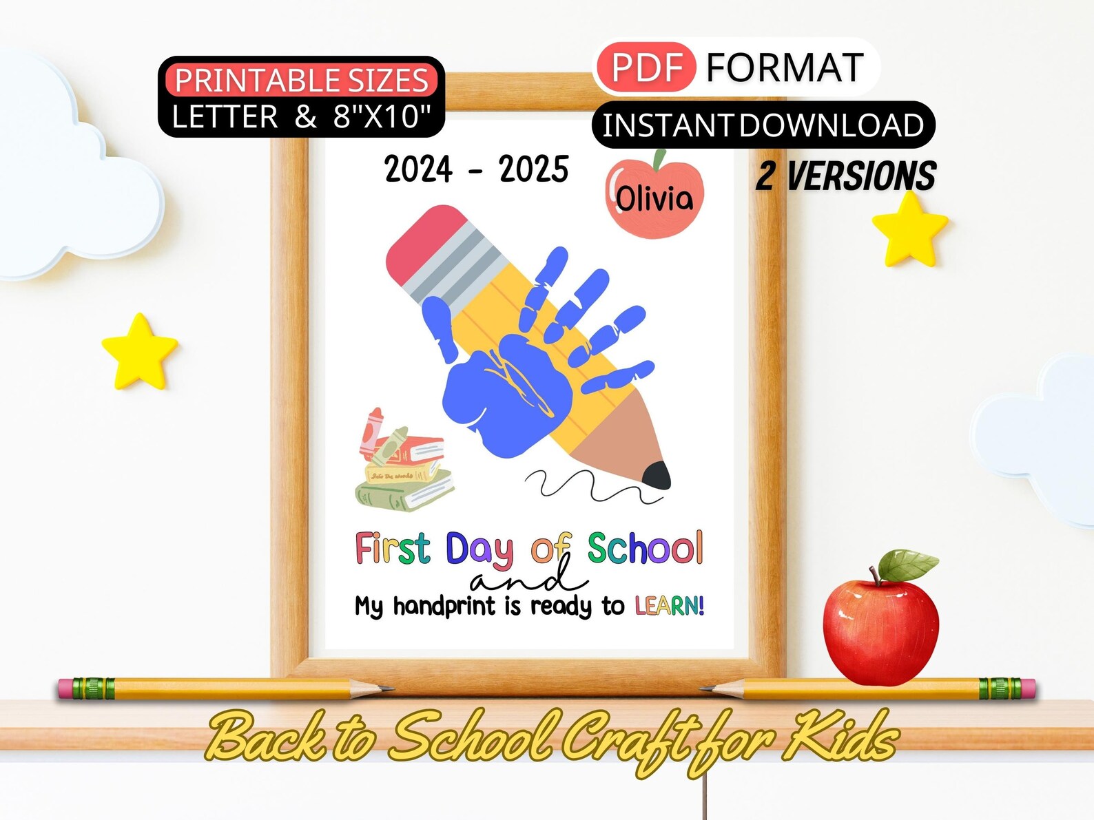 First Day of School Handprint Craft Kid Back to School Craft Preschool ...
