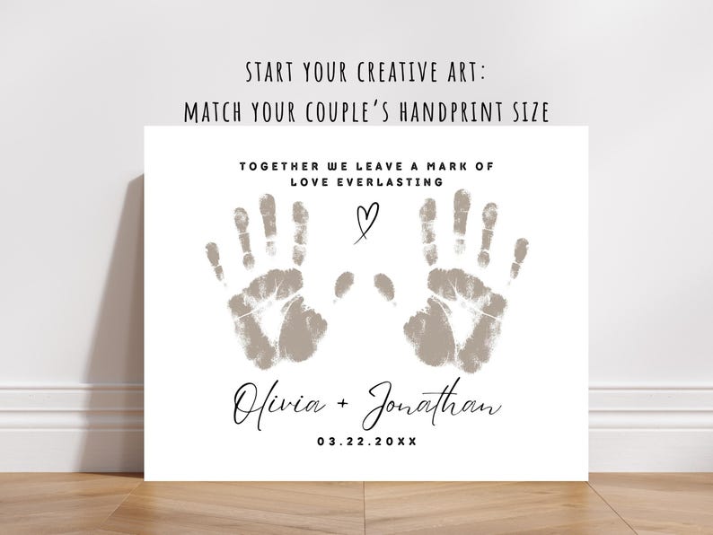 Minimalist Wedding Handprint Craft Template Canva Editable Printable ...