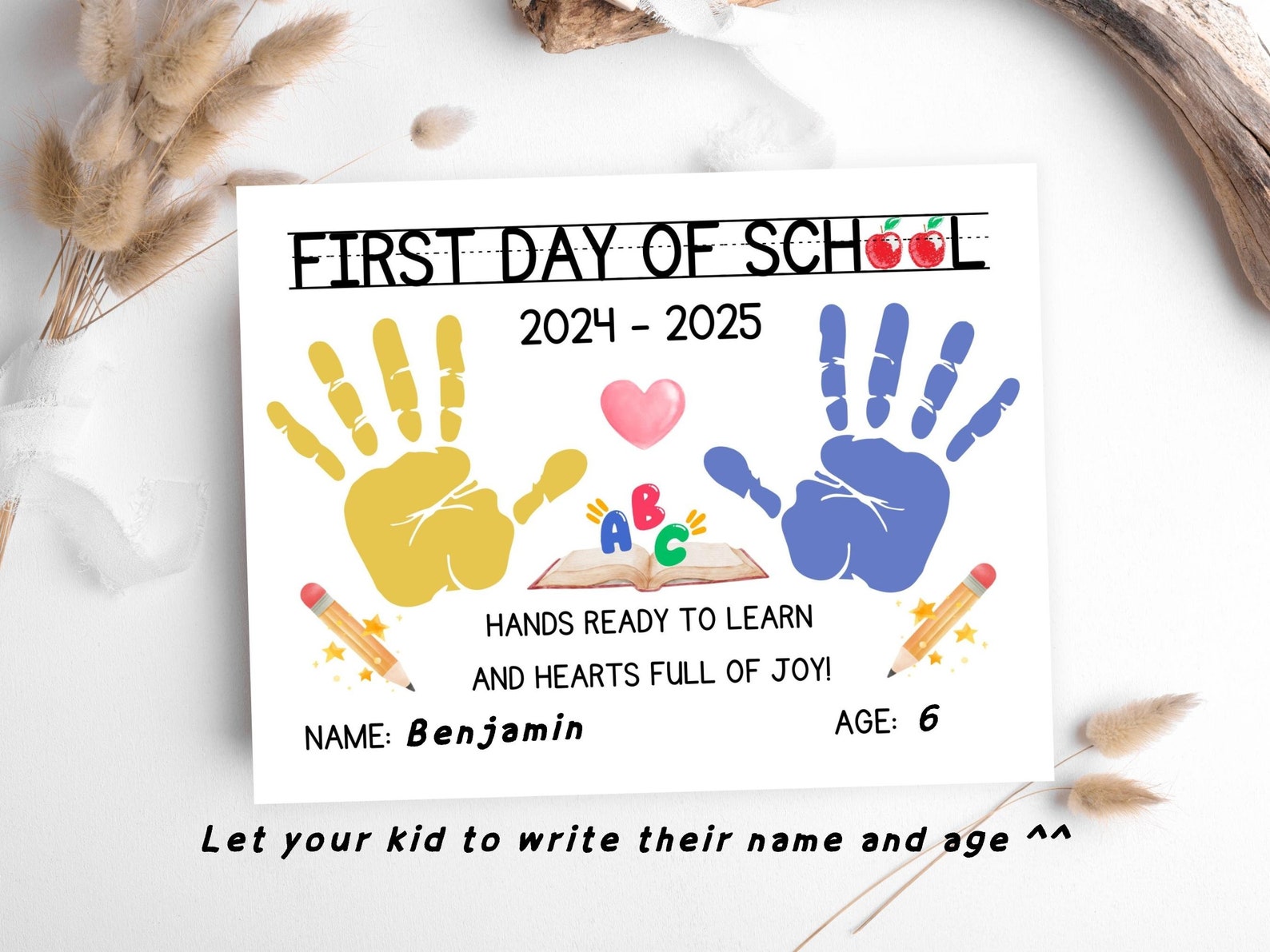 First Day of School Handprint Craft Kid Back to School Craft Diys Kid ...