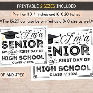 First Day of Senior Year Sign Class of 2026 Printable Senior Last First ...